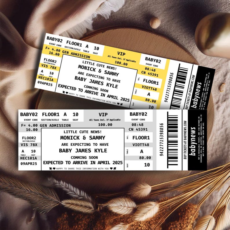 Personalized Pregnancy Announcement Ticket, Custom Concert Ticket Baby ...