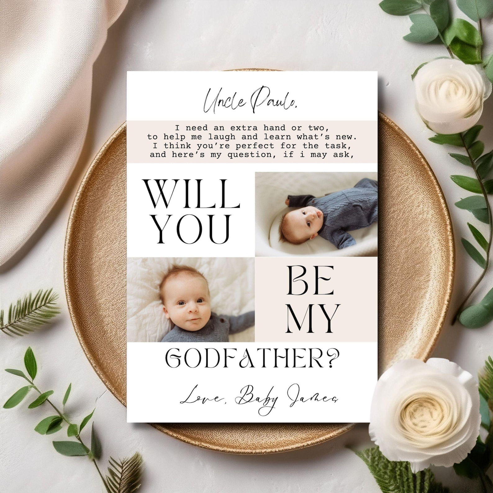 Godparents Proposal Modern Minimalist Template, Editable Godmother ...