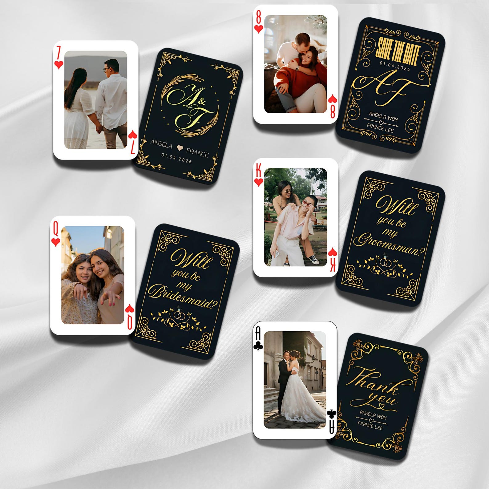 Personalized Deck of Playing Cards With Box, Wedding Poker Cards ...