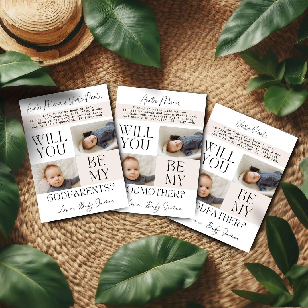 Godparents Proposal Modern Minimalist Template, Editable Godmother ...