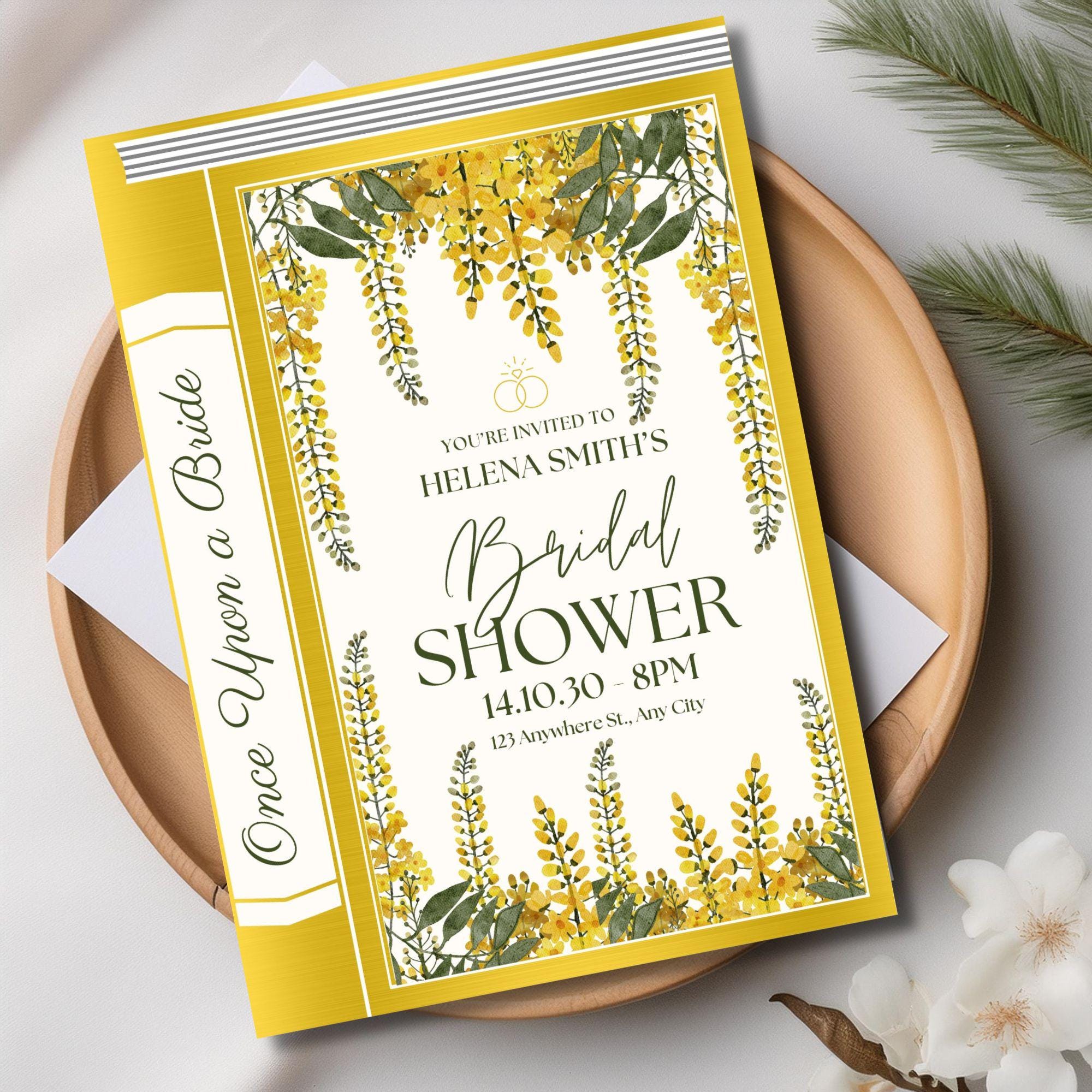 Storybook Wedding Invite, Fairytale Bridal Shower Book Invite, Elegant ...