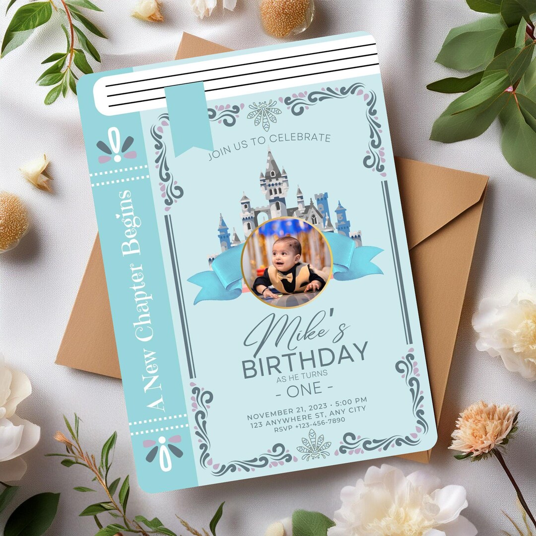 Editable Book Themed Birthday Invite, Royal Prince Fairytale Book ...