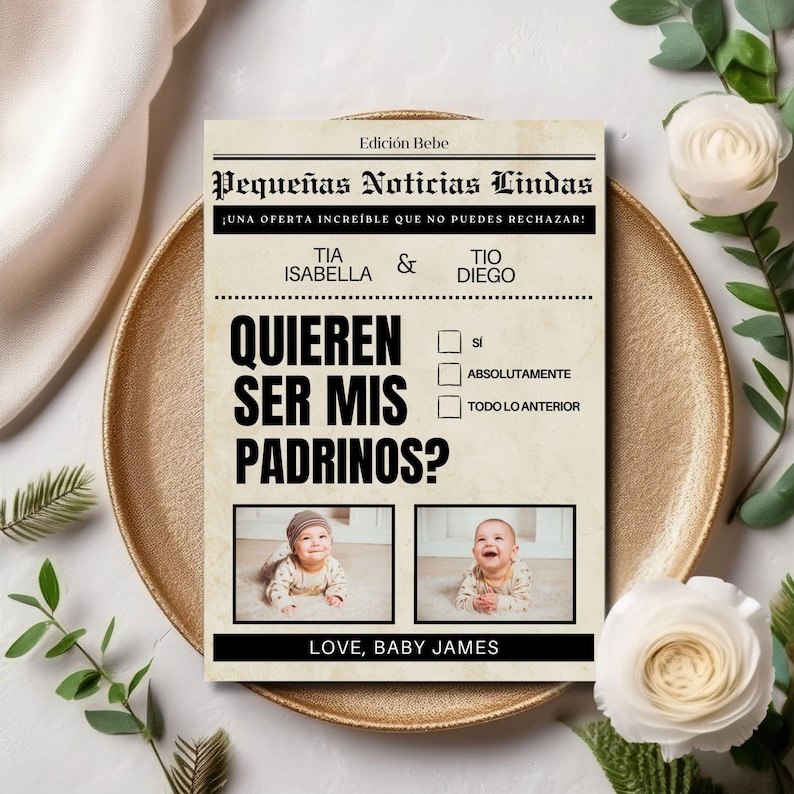 Quieren Ser Mis Padrinos De Bautizo, Padrinos Proposal in Spanish ...