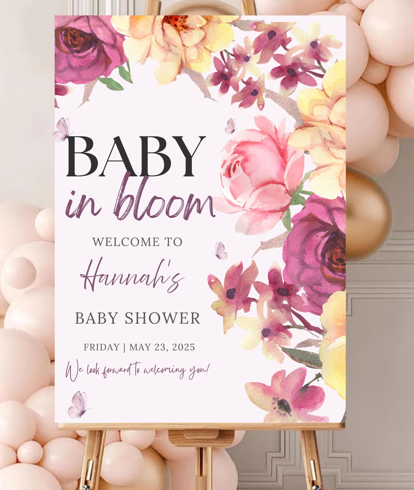 Baby in Bloom Welcome Sign Baby in Bloom Baby Shower Editable Baby ...