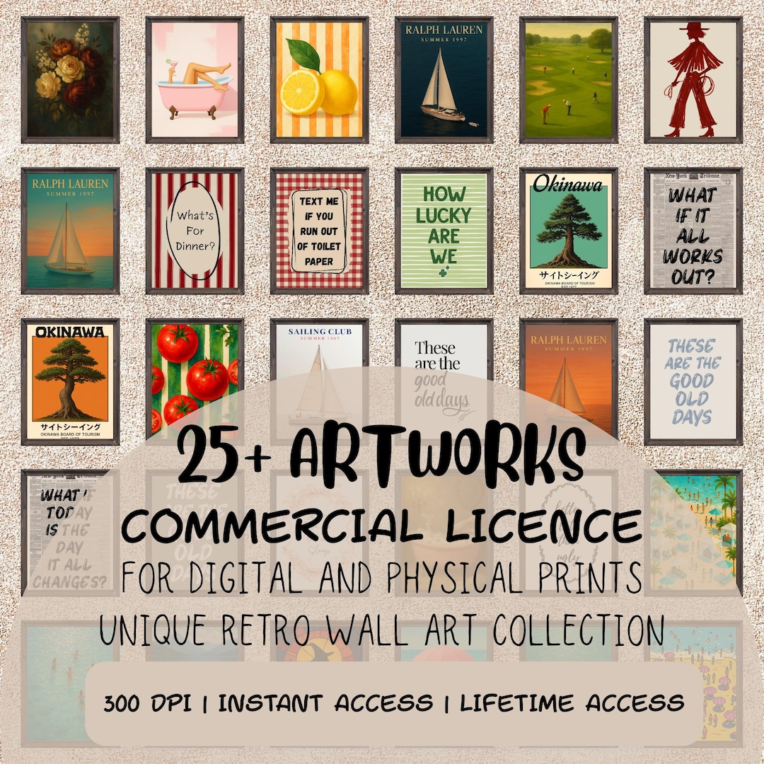 25+ Retro Wall Art Prints Bundle | Vintage Aesthetic Posters | Unique ...