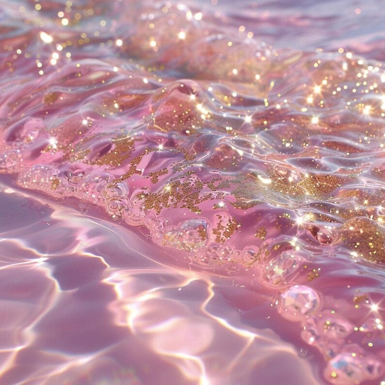 24 Pink Sunset Ocean Waves Clipart, Sparkling Water Aesthetic Digital ...