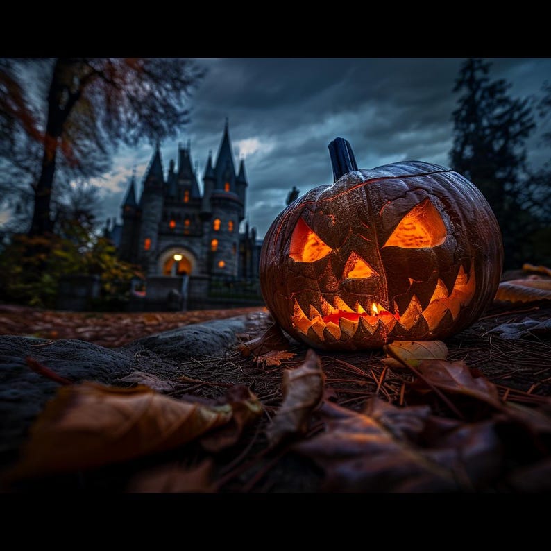 24 Halloween Pumpkin Clipart, Spooky Jack O Lantern Illustration, Fall ...