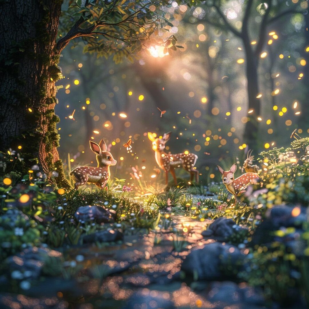 24 Enchanted Forest Deer Clipart, Magical Woodland Illustration ...