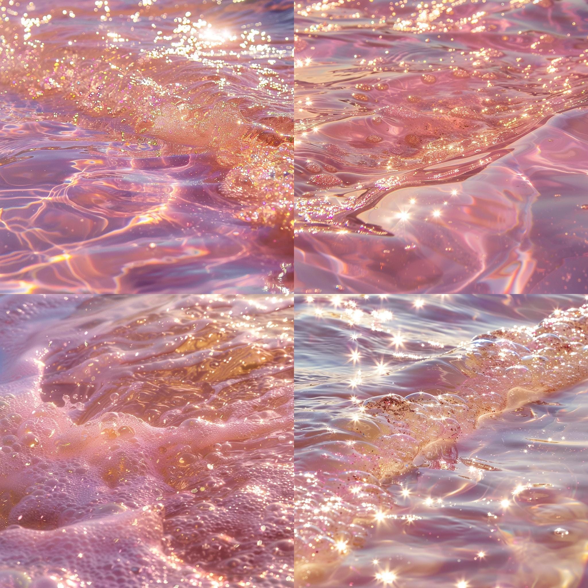 24 Pink Sunset Ocean Waves Clipart, Sparkling Water Aesthetic Digital ...