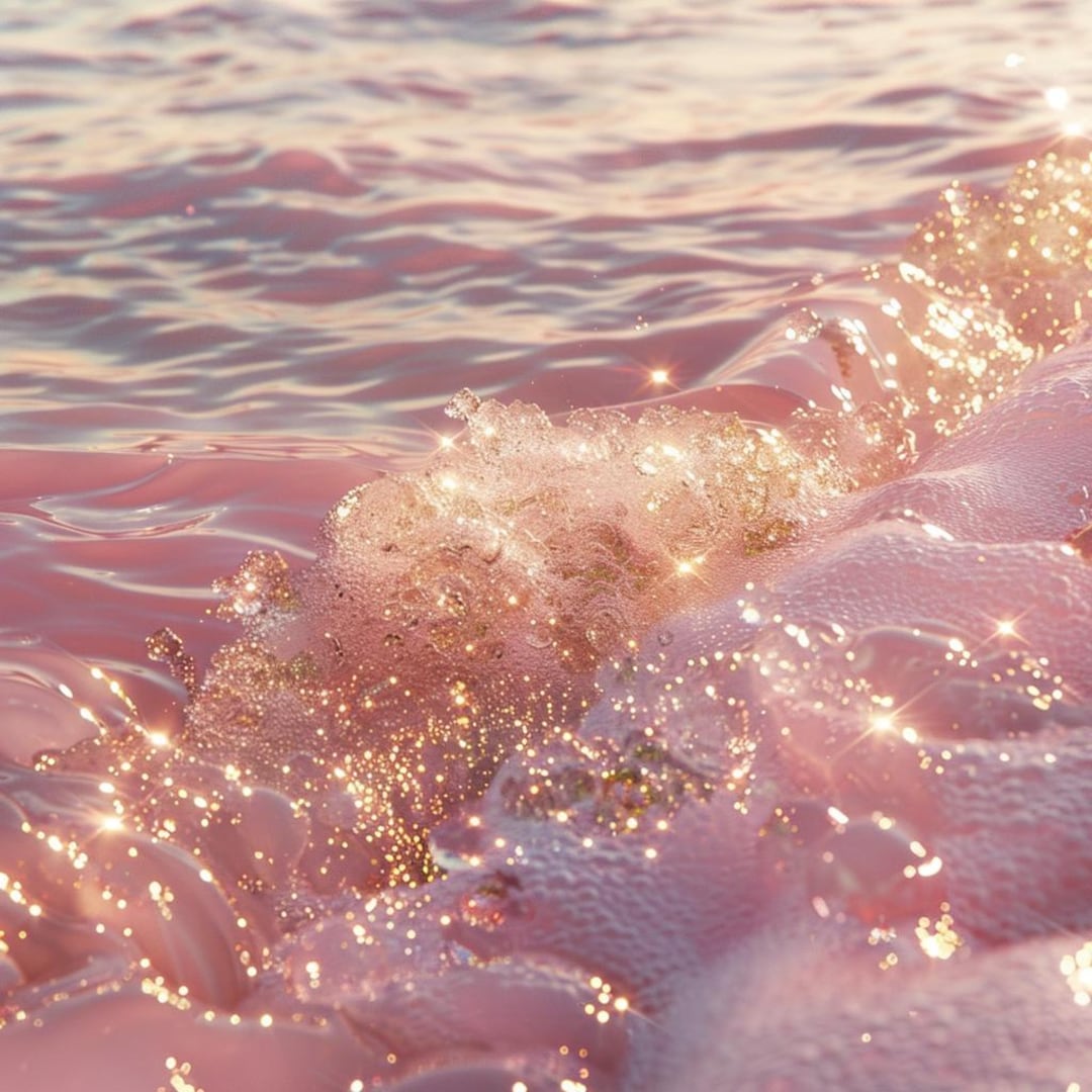 24 Pink Sunset Ocean Waves Clipart, Sparkling Water Aesthetic Digital ...