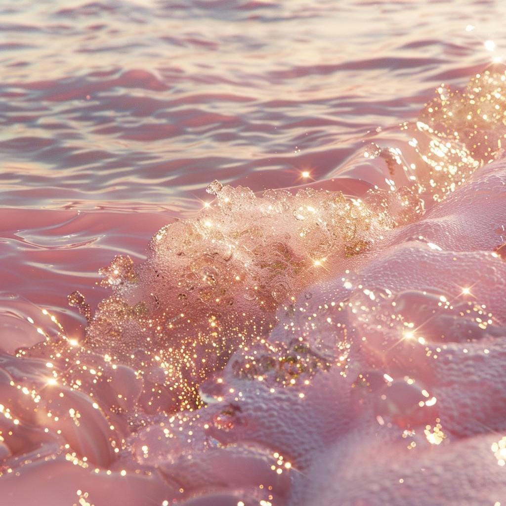 24 Pink Sunset Ocean Waves Clipart, Sparkling Water Aesthetic Digital ...