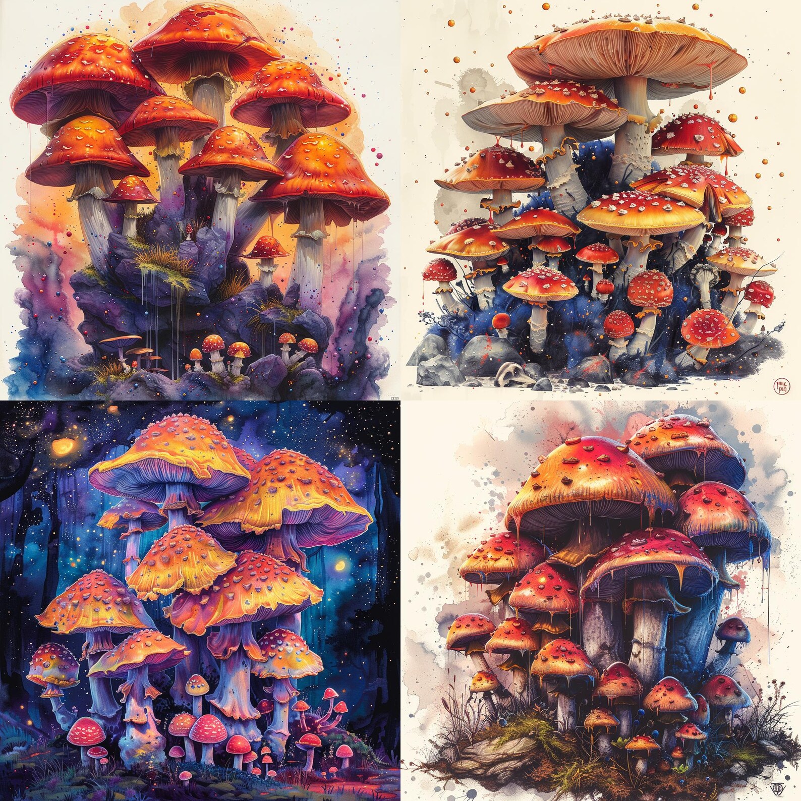 24 Colorful Mushroom Clipart, Enchanted Forest Mushrooms, Nature ...