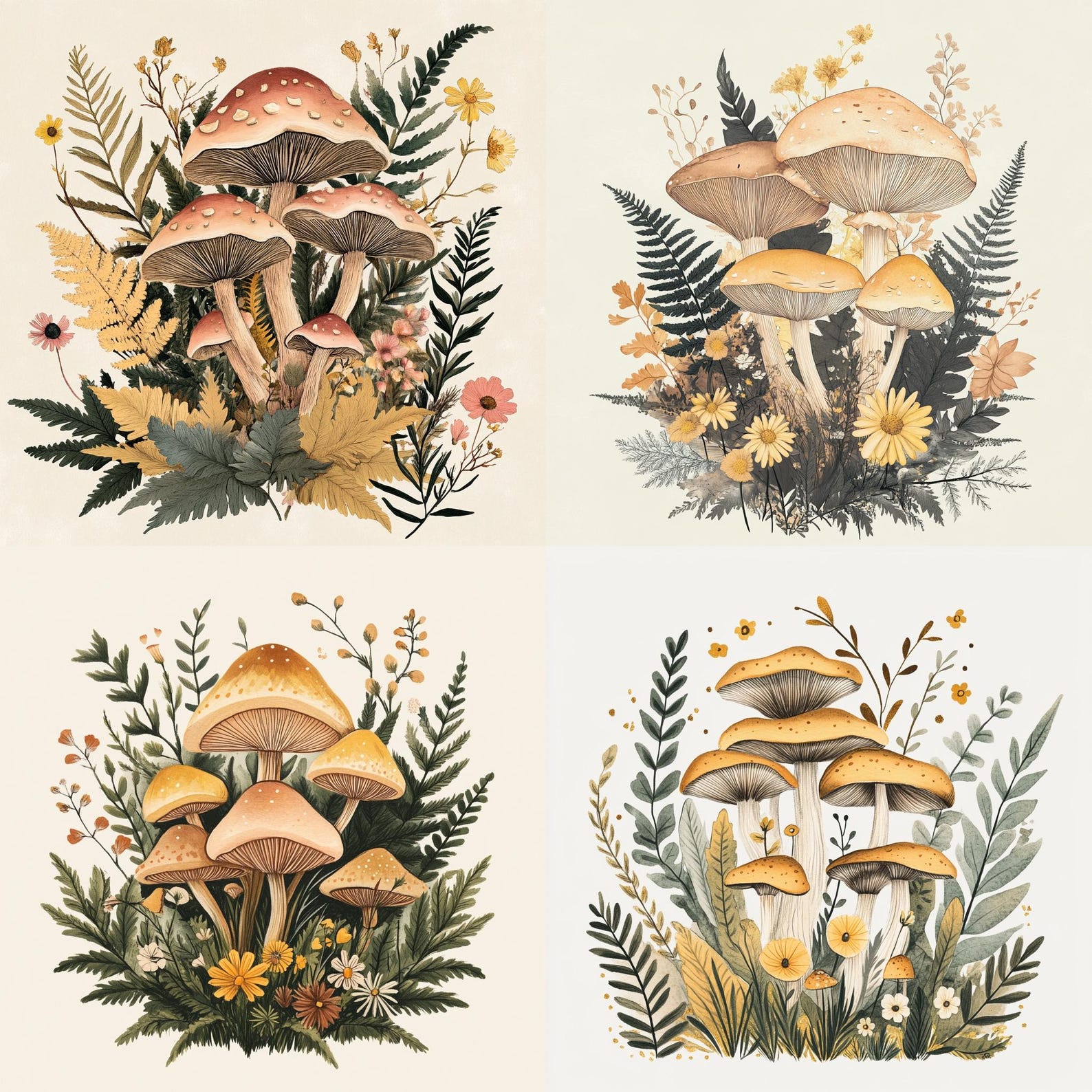24 Woodland Mushroom Clipart, Forest Fungi Illustration, Nature Decor ...