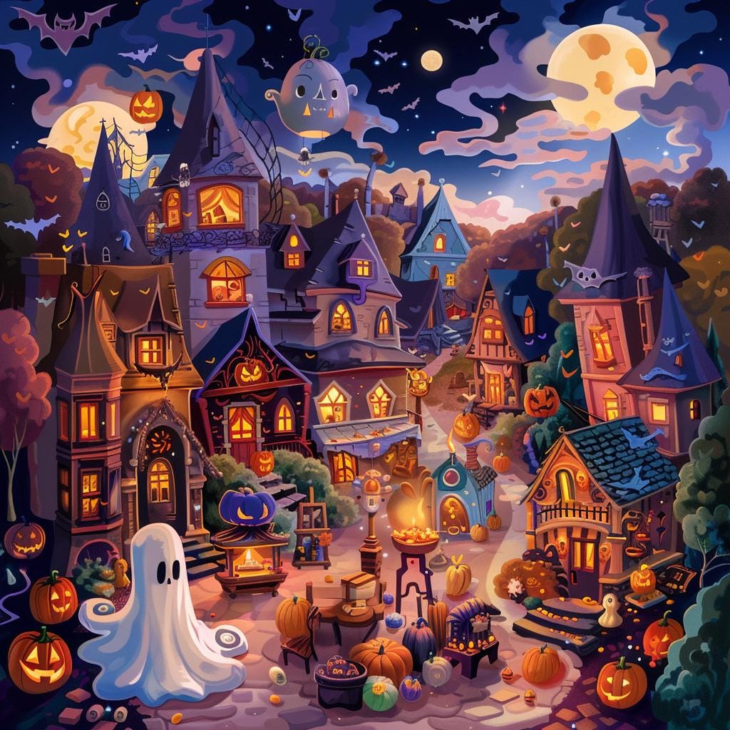 24 Spooky Halloween Clipart Digital Download, Ghost Haunted House Scene ...