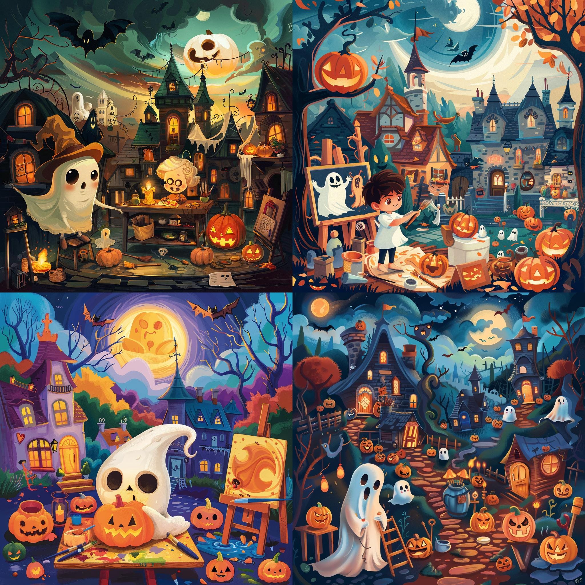 24 Spooky Halloween Clipart Digital Download, Ghost Haunted House Scene ...