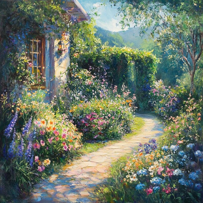 24 Flower Garden Path Printable Clipart, Nature Illustration Digital ...