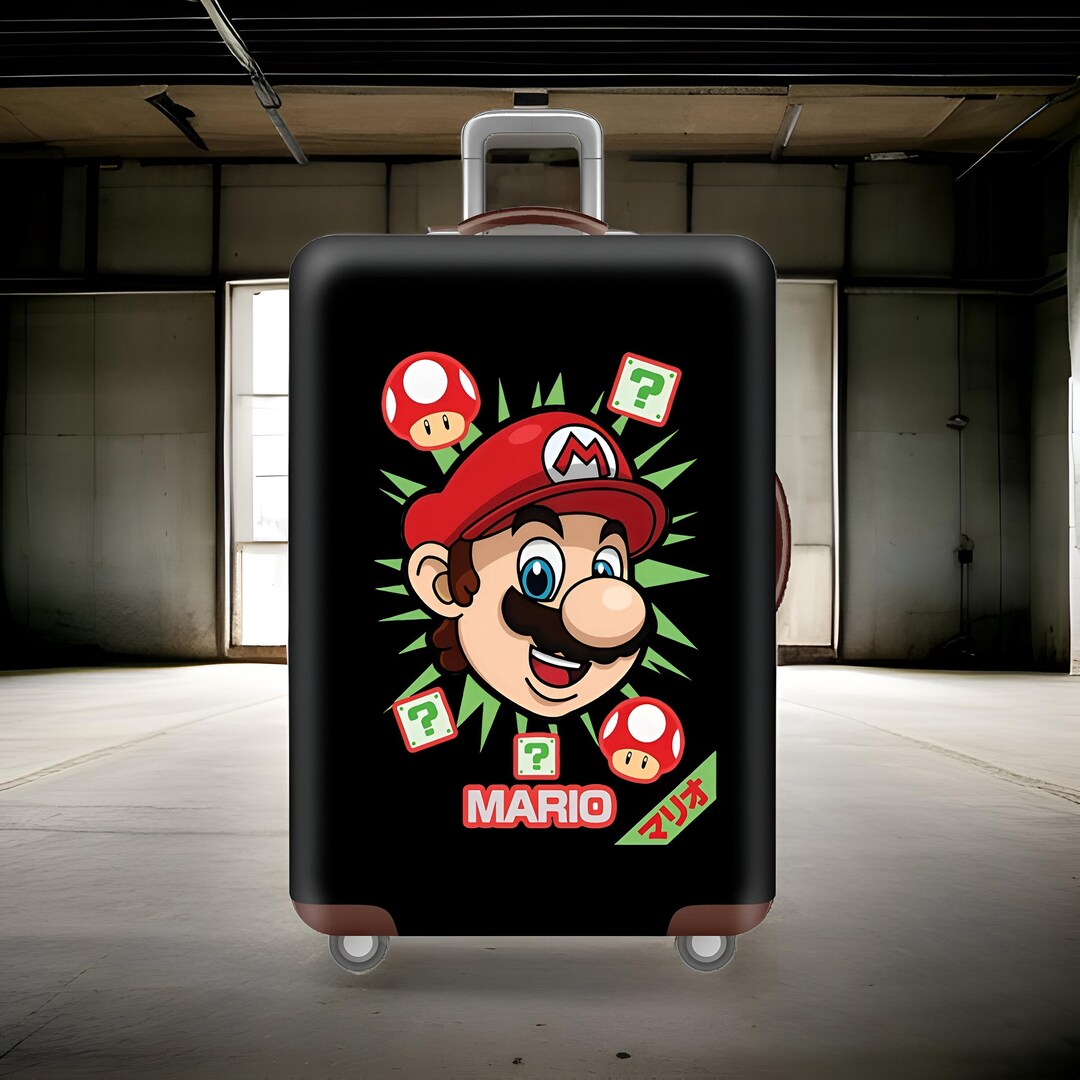 Super Mario Luggage Cover | Retro Gaming Suitcase Protector - Etsy