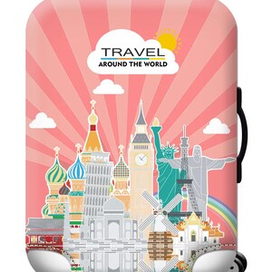 Travel Around the World Luggage Cover – Stylish and Protective Suitcase ...