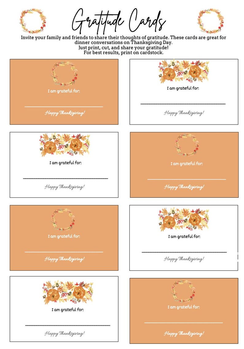 Thanksgiving Gratitude Cards - Etsy