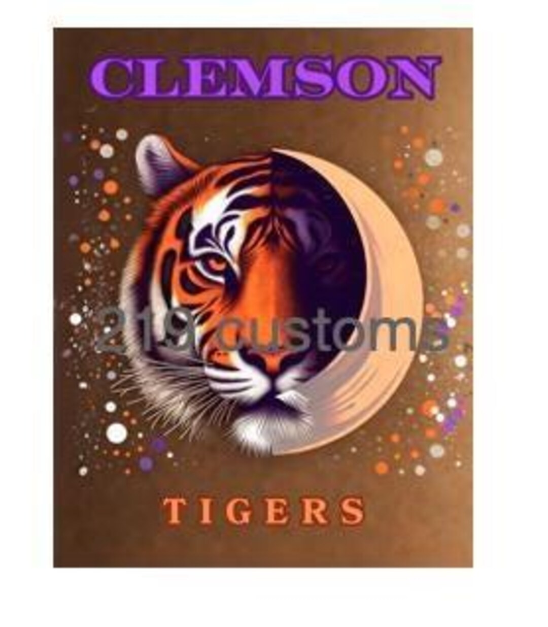 Clemson Tiger With Half Moon, Orange, PNG, 2 Files - Etsy