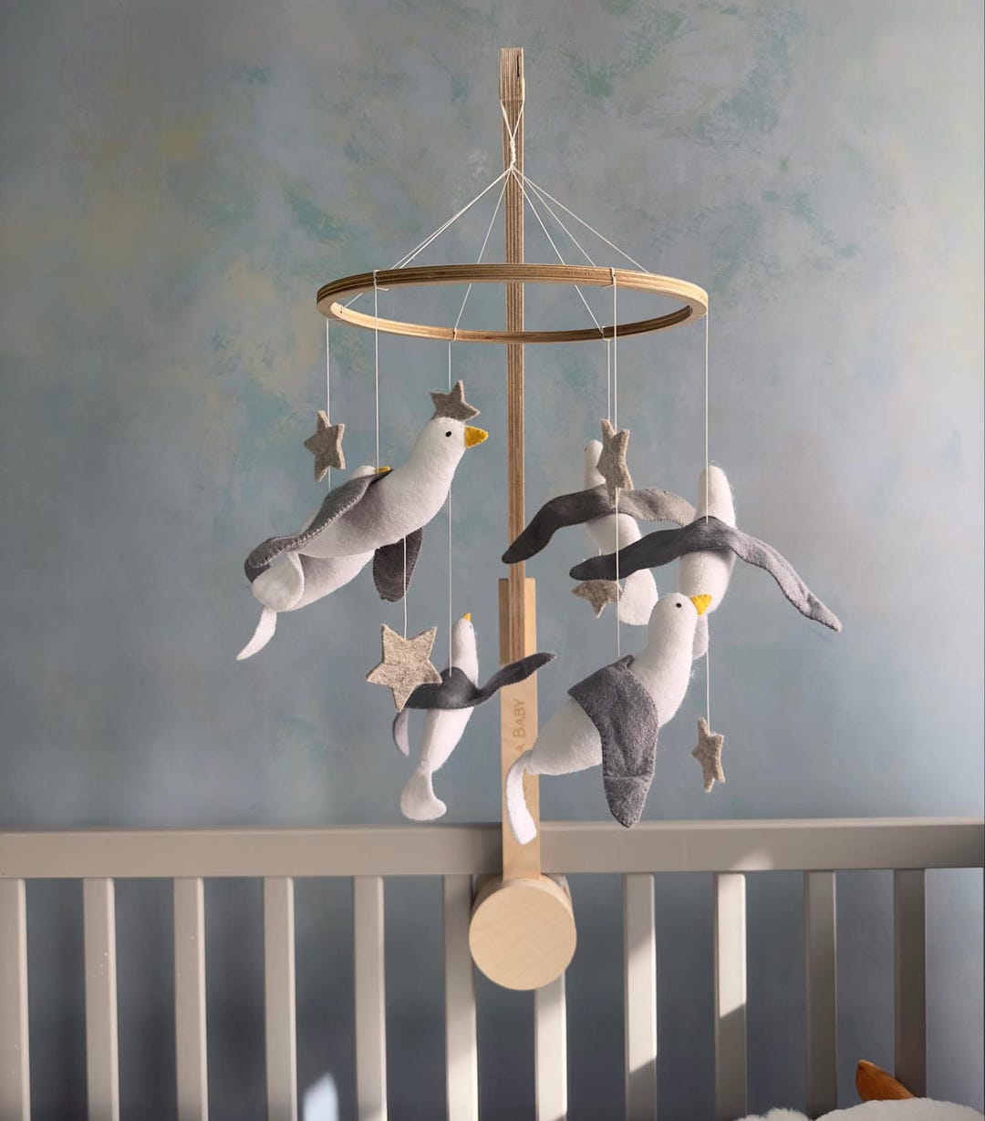 Felt Baby Mobile Girl and Boy, Birds Seagulls, Seagull Baby Mobile ...