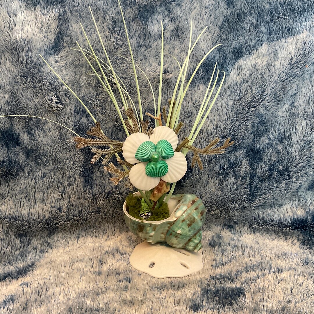 Whimsical Shell & Gnome Centerpiece With Faux Sand Dollar Base, Faux ...
