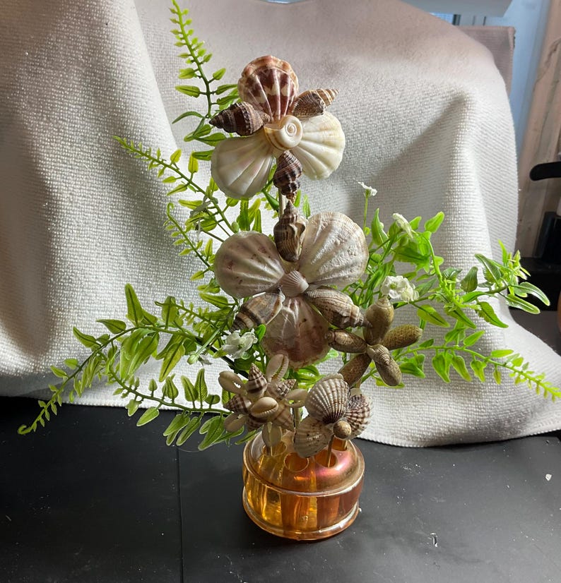 Antique Marigold Carnival Glass Flower Frog: Seashell Flower ...