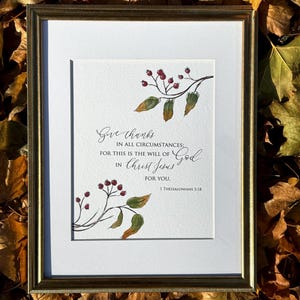 Floral Bible Verse Print • 1 Thessalonians 5:18, Watercolor Calligraphy ...