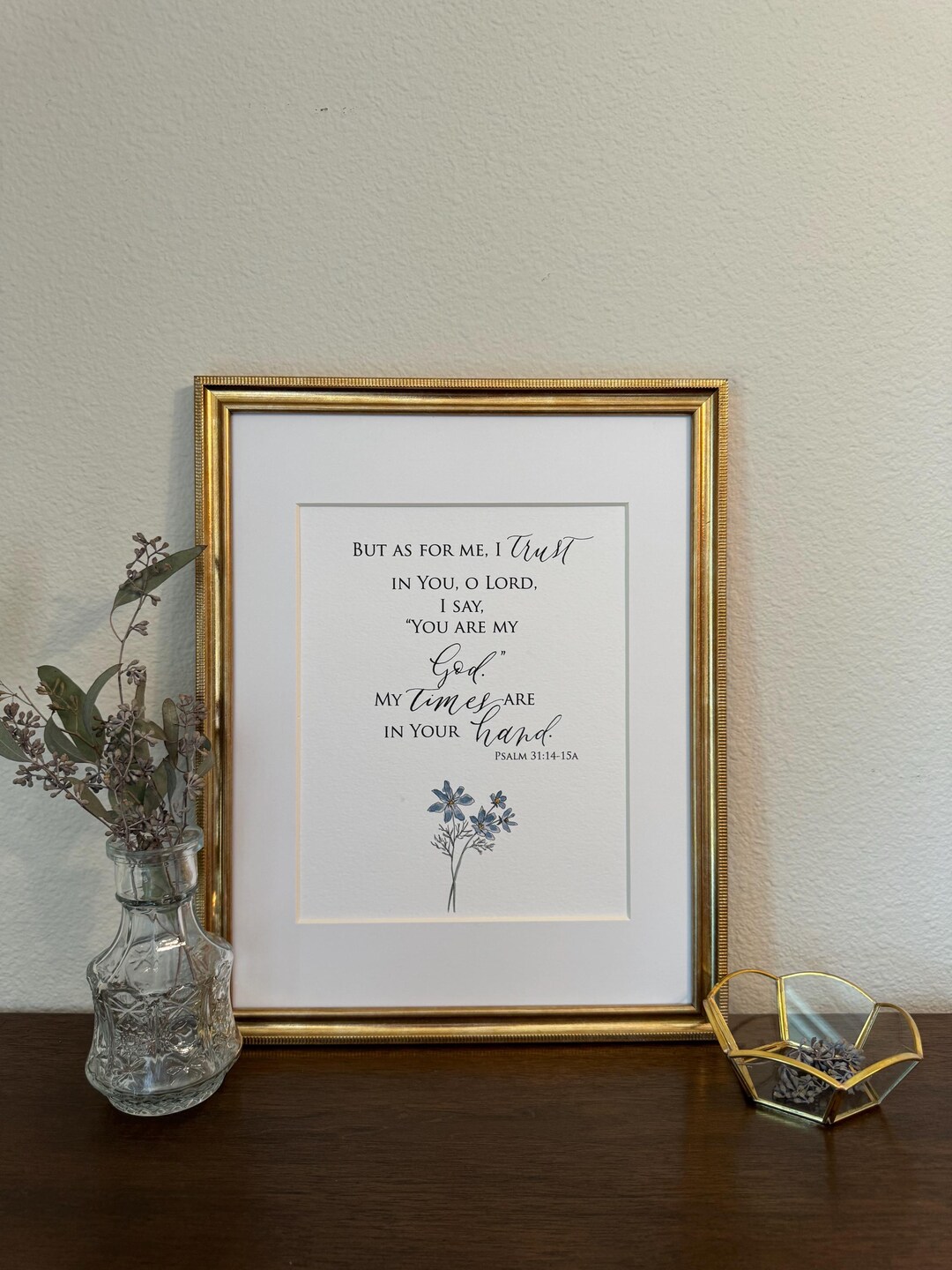 Psalm 31:14-15a Italian Paper Scripture Print With Florals• Watercolor ...