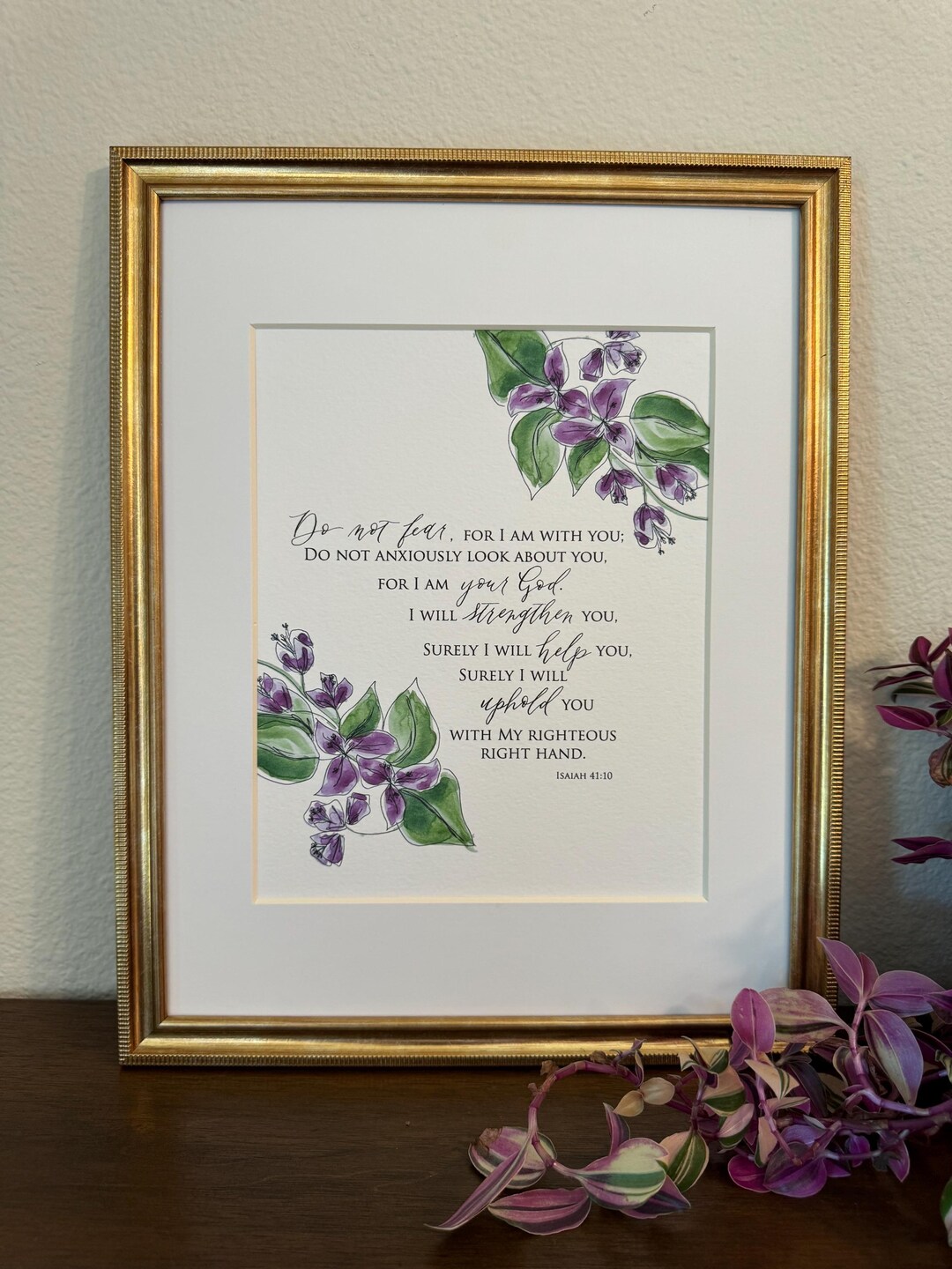 Isaiah 41:10 Scripture Print • Calligraphy, Watercolor Floral, Italian ...