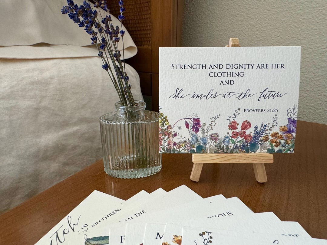 Smiling at the Future Bible Memory Cards Scripture Verses • Watercolor ...