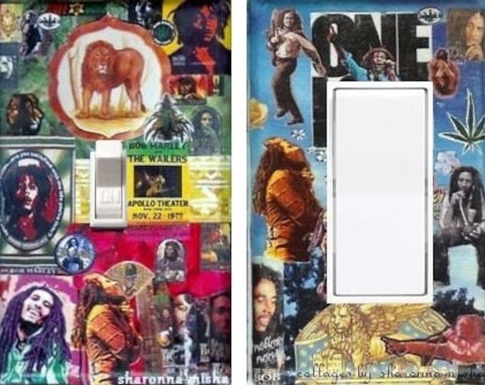 Original BOB MARLEY Collage Light Switch Plate Switchplate Frank Zappa ...
