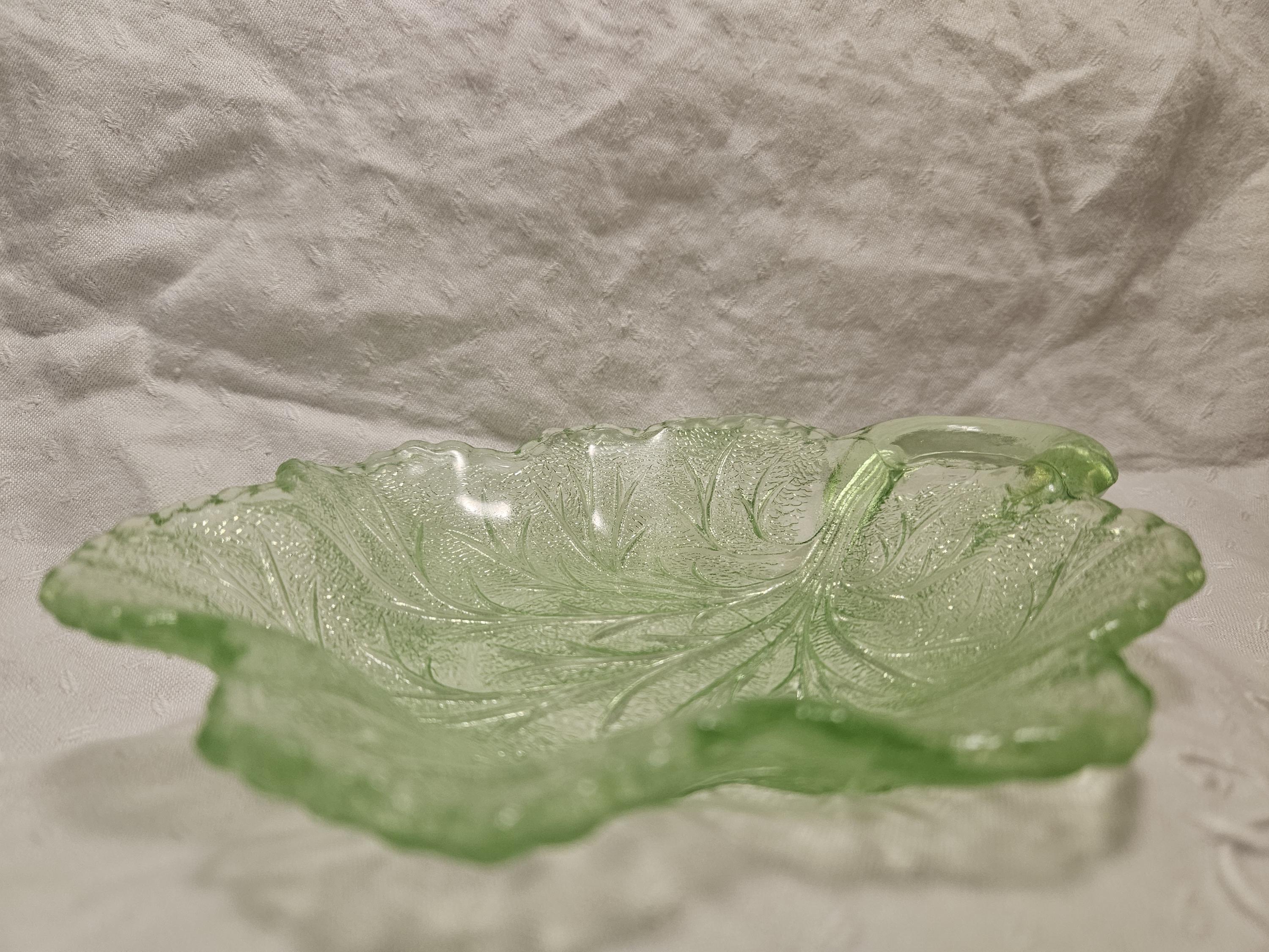 Leaf Print Uranium Dish - Etsy