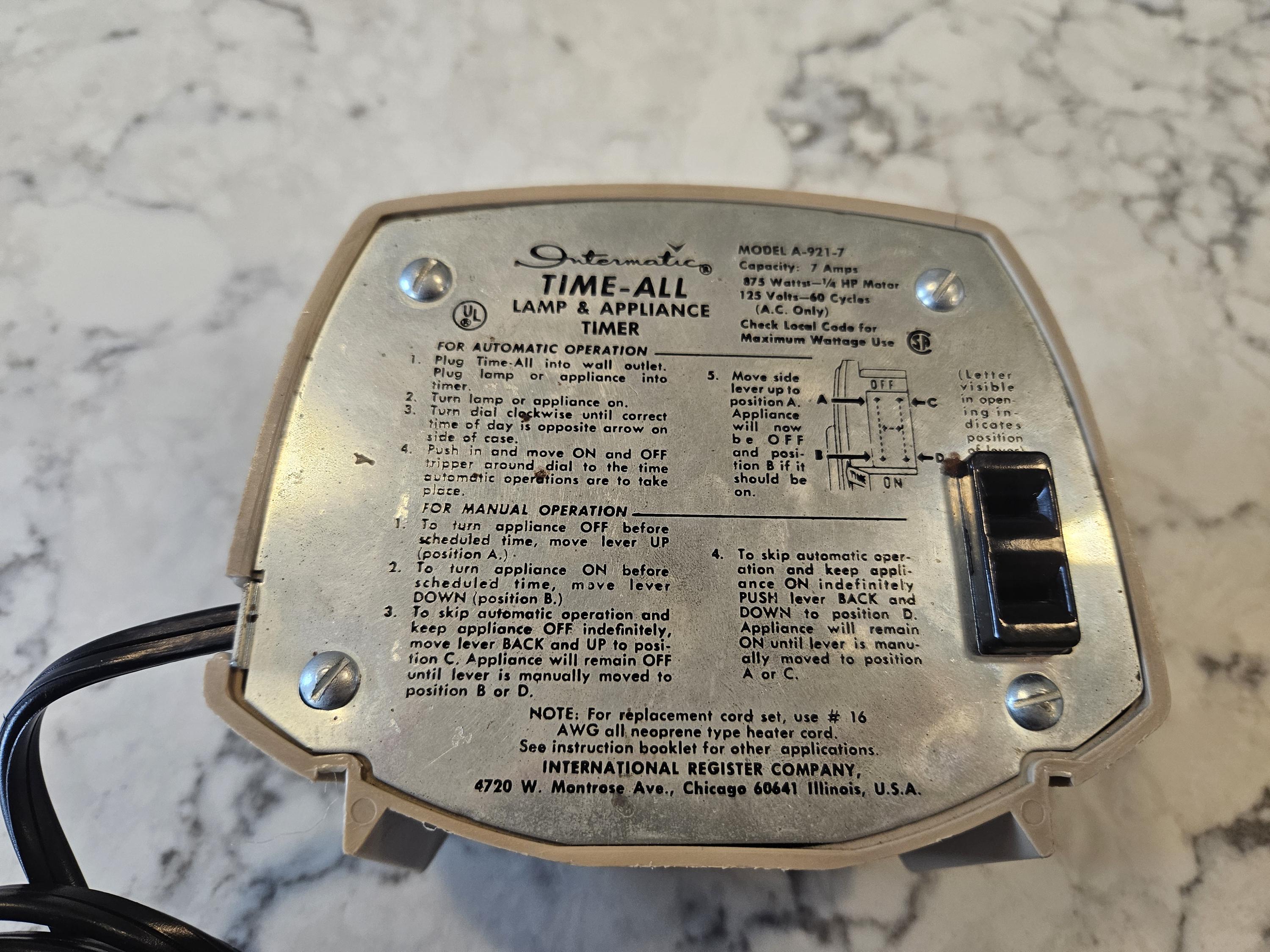 Vintage Appliance Timer - Intermatic - Mid-century 1960's - Etsy