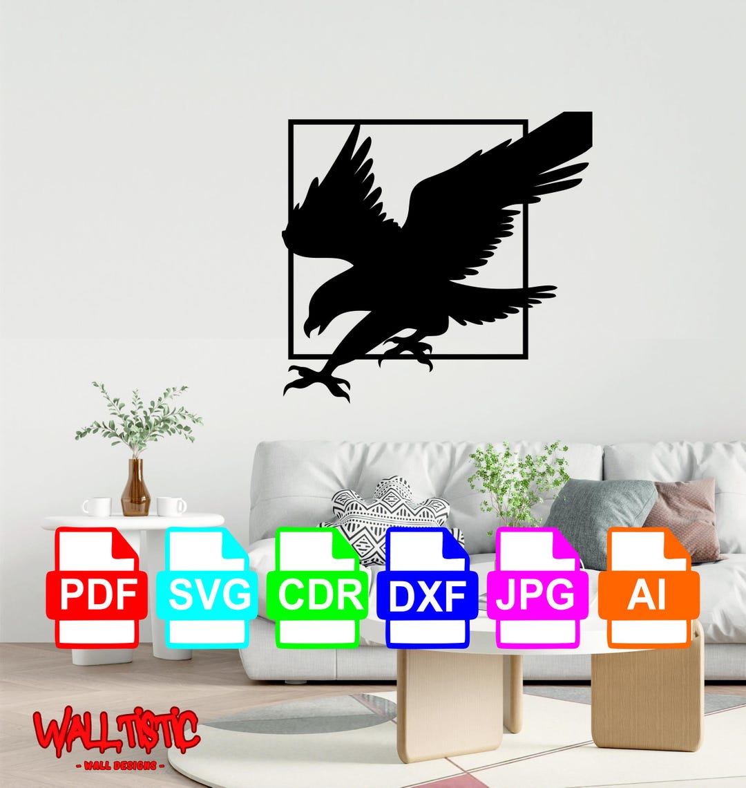 Eagle Wall Art Vector File for Plasma, Laser Cutting dxf, Ai, Cdr, Svg ...