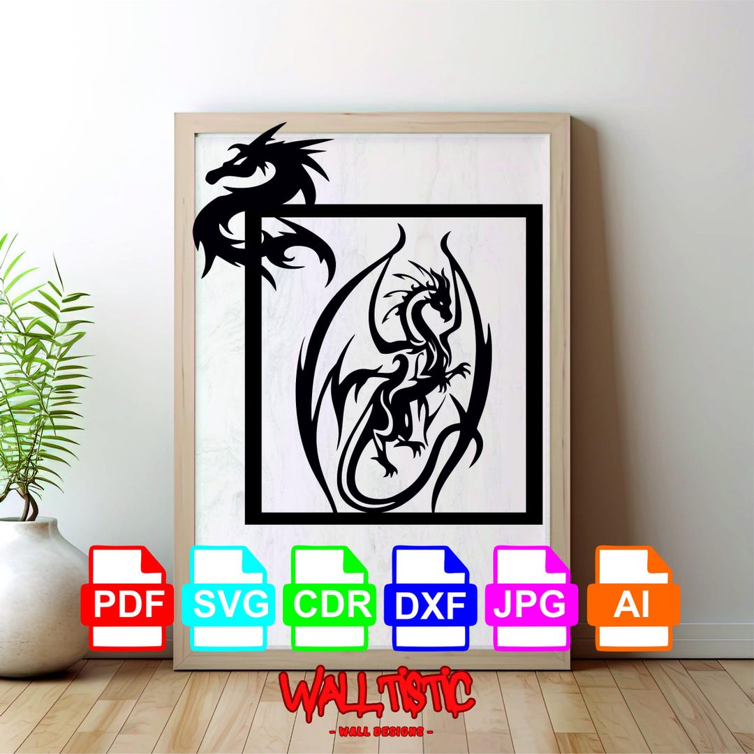 Dragon-themed Cutting File for Laser, Plasma Cutting dxf, Ai, Cdr, Svg ...