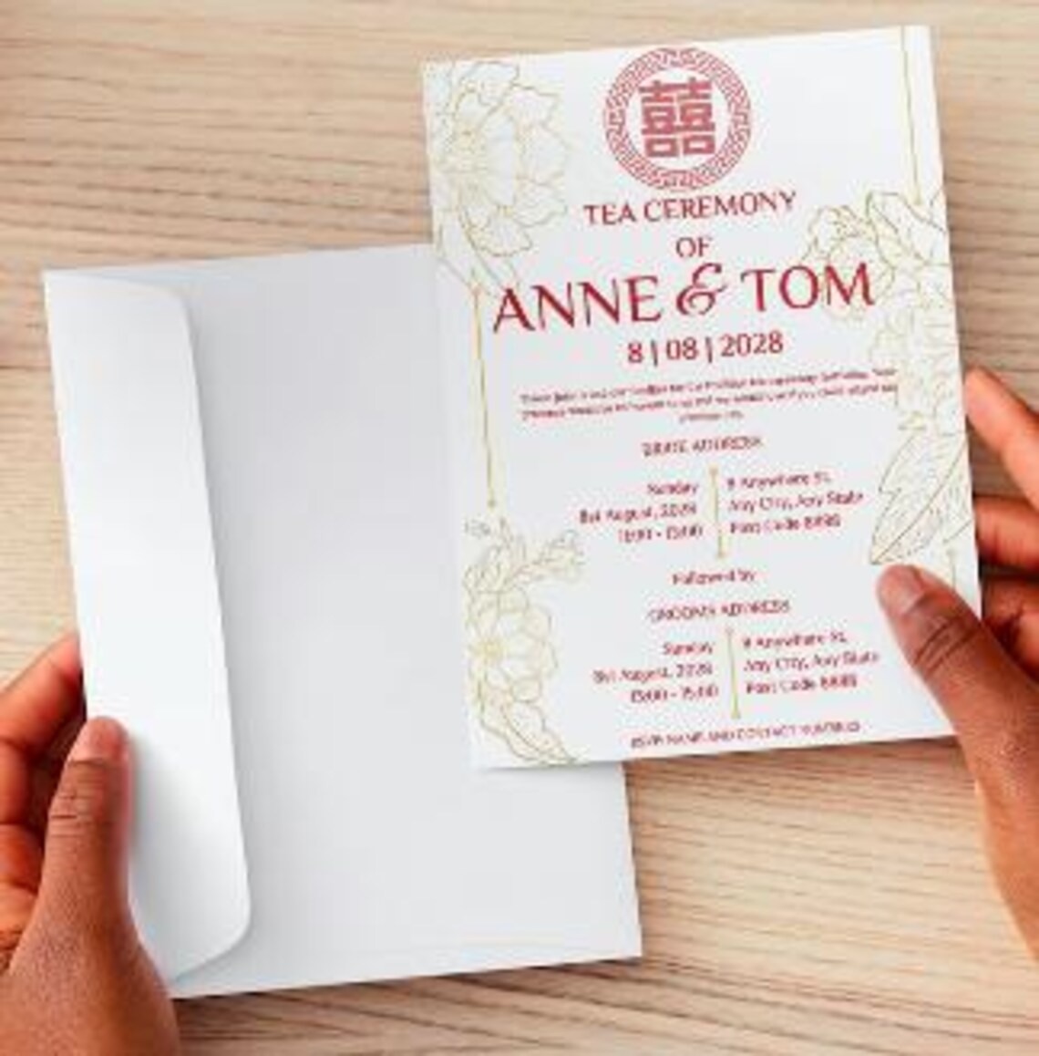 Traditional Chinese Tea Ceremony Invitation Oriental Design Double ...