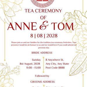 Traditional Chinese Tea Ceremony Invitation Oriental Design Double ...