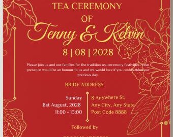 Traditional Chinese Tea Ceremony Invitation Oriental Design Double ...