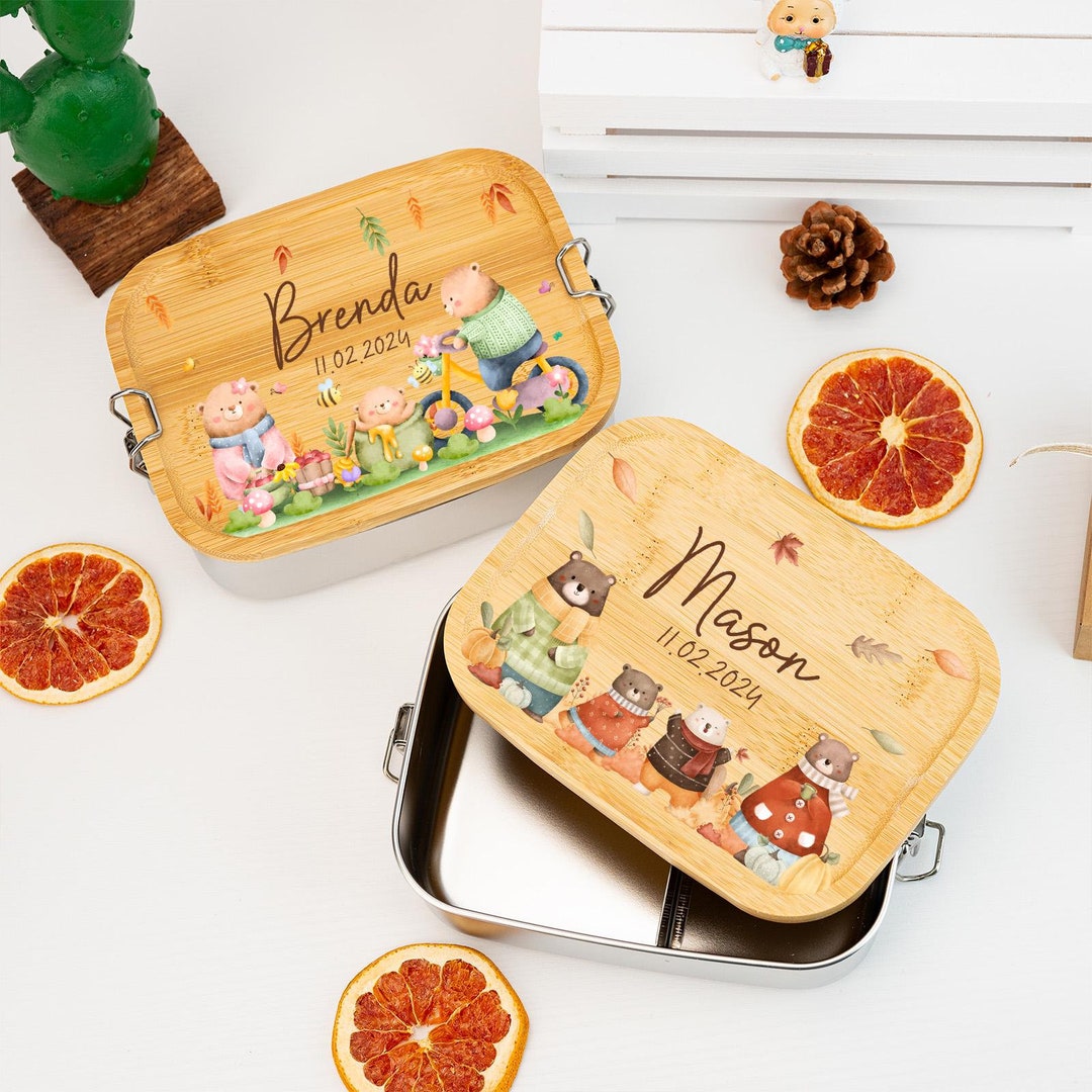 Personalized Wooden Children's Lunch Box, Animals Lunch Box, Custom ...