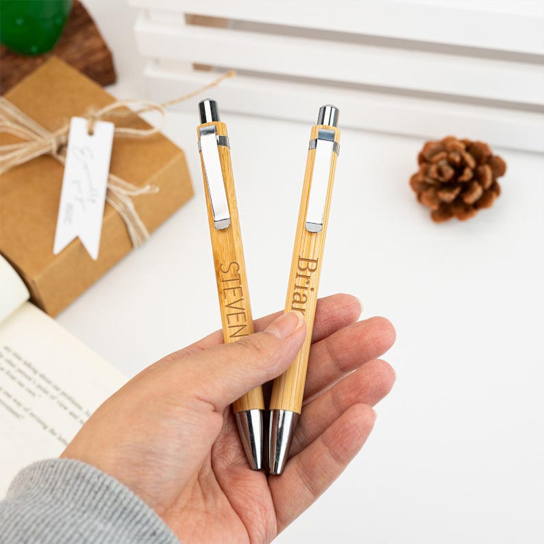 Personalized Engraved Bamboo Pen, Custom Wooden Pen With Name, Business ...