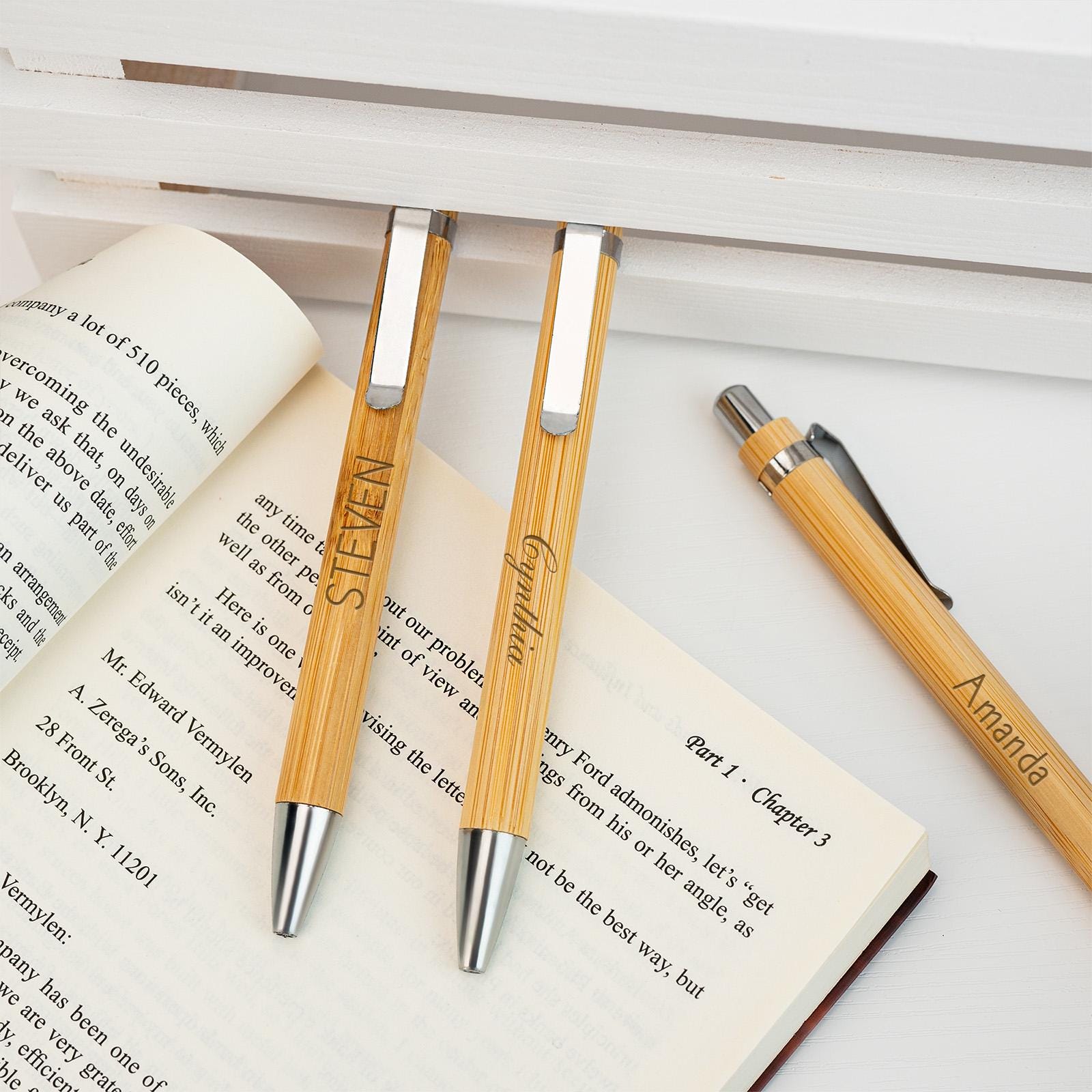 Personalized Engraved Bamboo Pen, Custom Wooden Pen With Name, Business Pen, Gift for Her/him ...