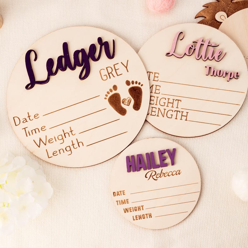Custom 3D Wood Baby Birth Stats Sign, Personalized Baby Name ...