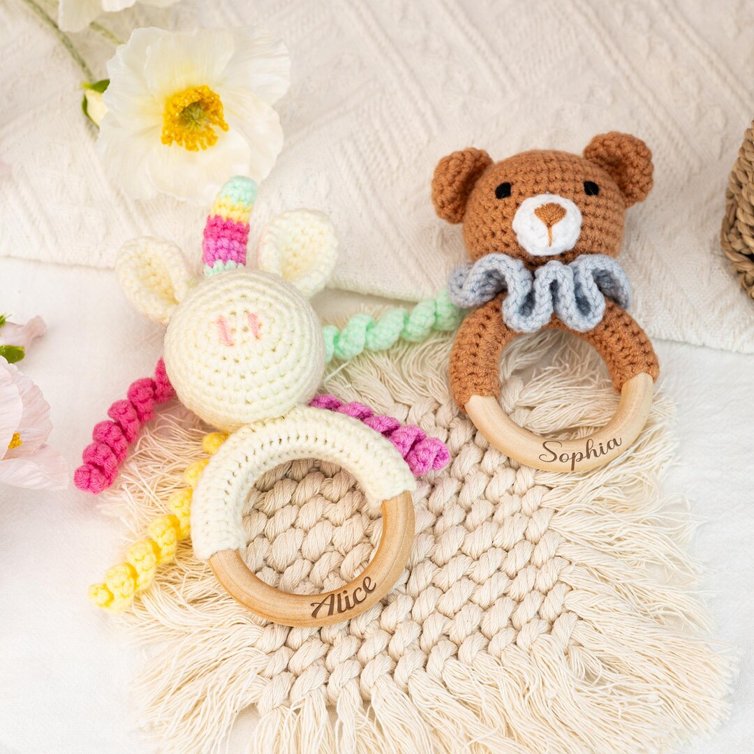 Personalized Crochet Baby Rattle for Babies,name Engraving Rattle ...
