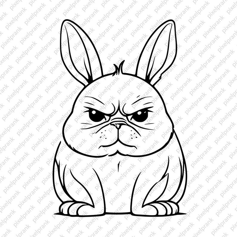 Grumpy Rabbit SVG Bundle, Angry Rabbit Graphics, Angrys Rabbit ...