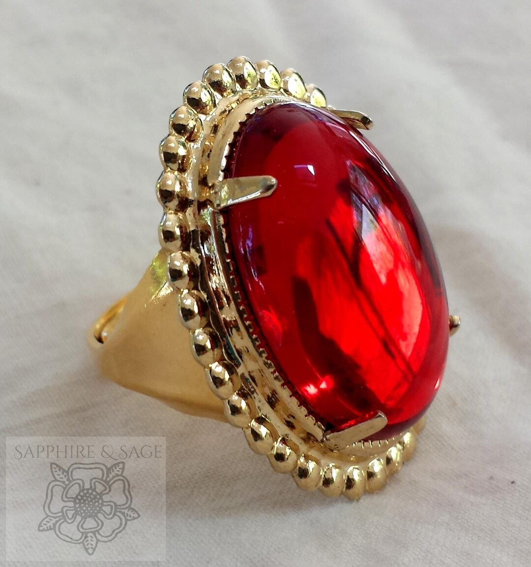 Renaissance Acrylic Rhinestone Ring: Adjustable Cosplay Jewelry - Etsy