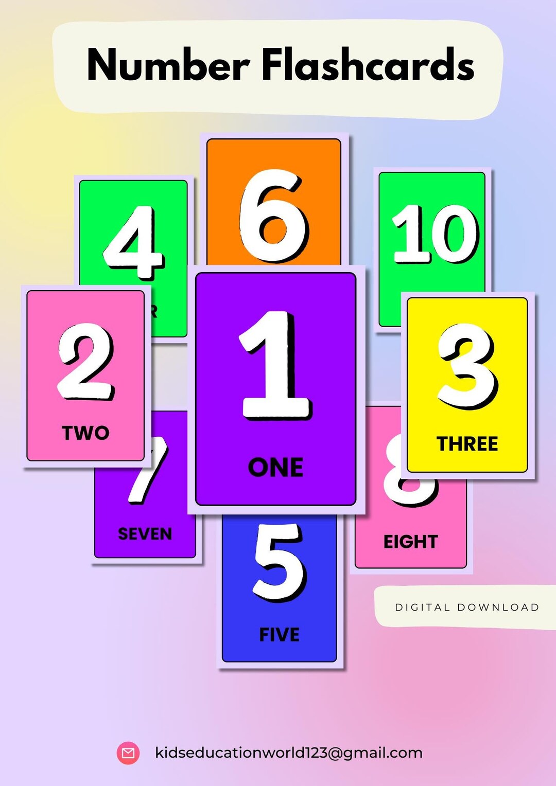 Numbers Flash Cards, Preschool Counting Flash Cards, Count and Clip ...