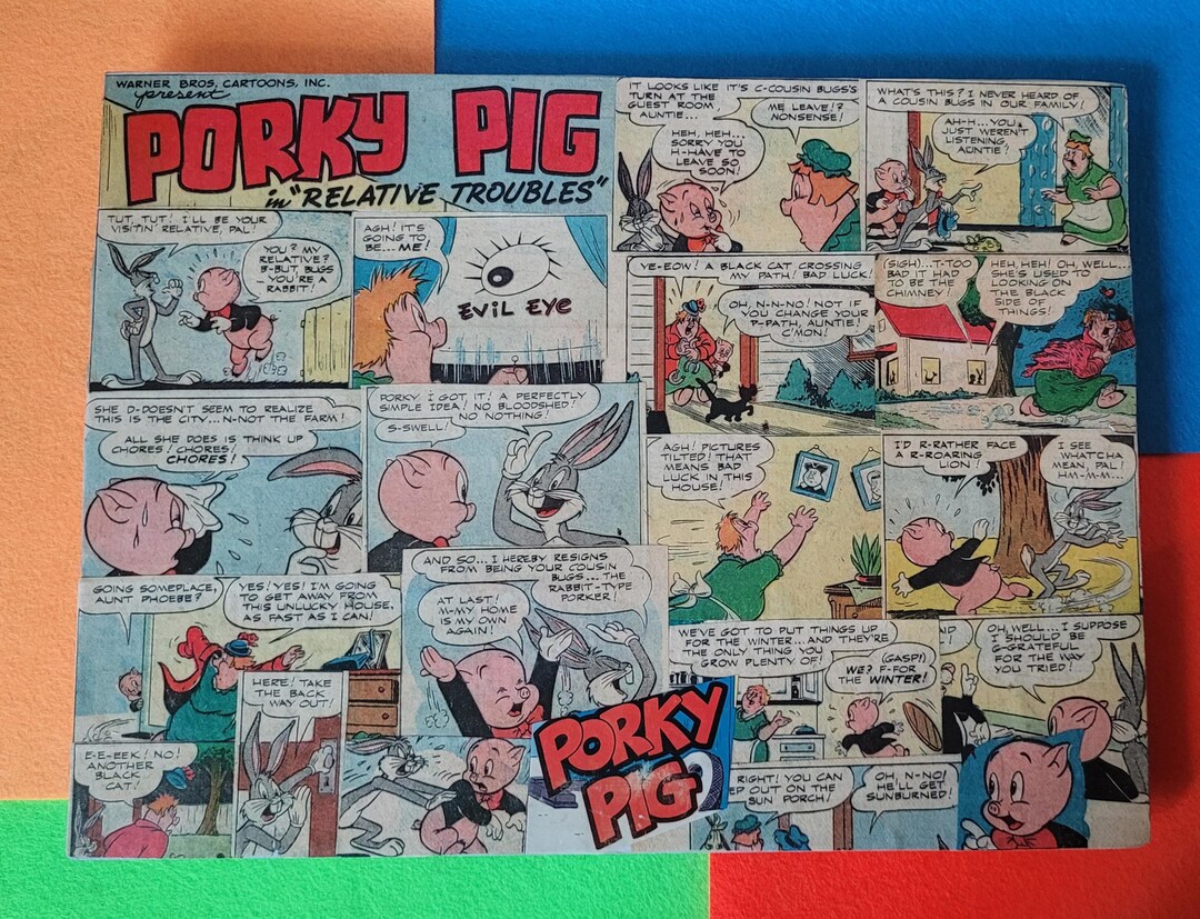1950's Porky Pig Comicbook Upcycle Art - Etsy