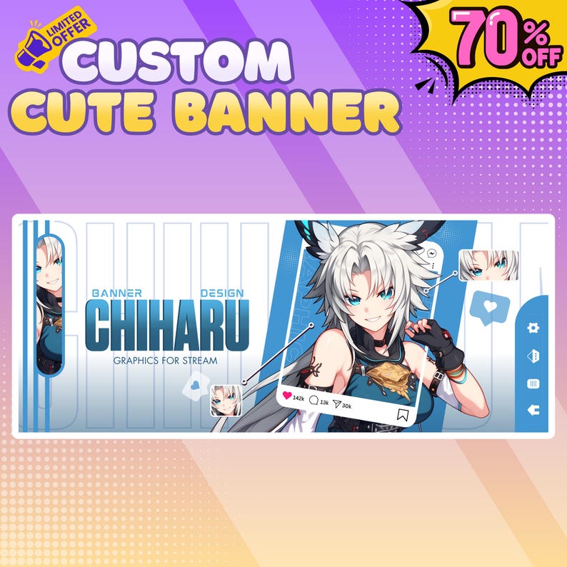 Custom Twitch Banner | Kawaii Cute | Twitch Banner | Anime Twitch ...