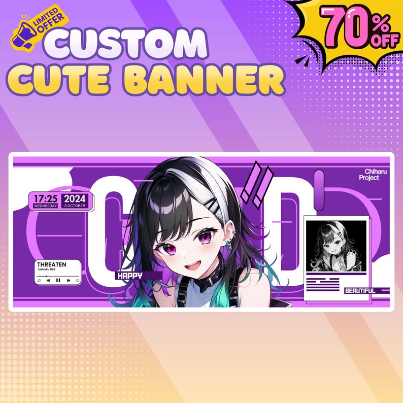 Custom Twitch Banner | Kawaii Cute | Twitch Banner | Anime Twitch ...